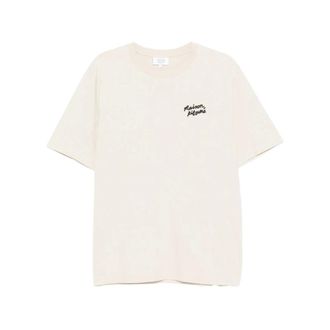 Maison Kitsun&eacute; Homme, Tops, Beige, Taille: 2XL Handwriting Comfort Tee-Shirt