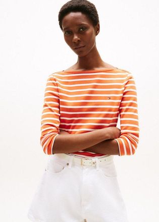 Tommy Hilfiger 3/4-Arm-Shirt NEW CODY SLIM BOAT-NK 3/4SLV mit U-Boot und Streifen gestreift, casual, slim fit, Baumwolle, U-Boot-Ausschnitt