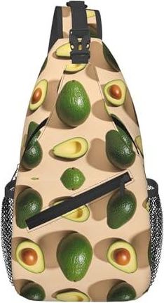Generic Mode Sacoche Port&eacute; &eacute;paule Motif avocat vert Sacs Poitrine R&eacute;glable Sac &agrave; Dos Militaire pour Randonn&eacute;e Cyclisme Femme