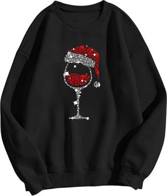 Generic Pull kangourou pour femme avec imprim&eacute;, d&eacute;contract&eacute;, confortable, Noir, XXL