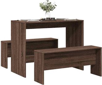 vidaXL Ensemble table &agrave; manger et bancs 3 pcs bois ding&eacute;nierie - Vidaxl