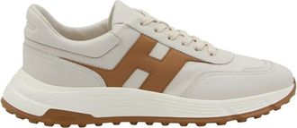 Hogan Low-Top Sneaker - Cream Base Sneakers With Tan Logo - Gr. 10_5 - in Grau - f&uuml;r Damen