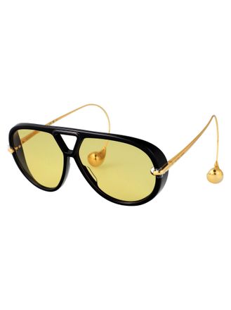 Bottega Veneta Womens Sunglasses Bv1273s Black-Gold-Yellow Metal Black/gold/yellow