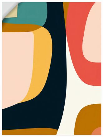 Artland ARTland Wanddeko Wandtattoo selbstklebende Vinylfolie 45x60 cm Abstrakt Design Farbe Retro 70er Jahre Minimalismus U4WV