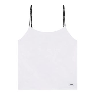 GCDS Gcds, Femme, Tops, Blanc, Taille: 36 FR Hauts Basiques