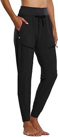 Baleaf Pantalon de jogging cargo pour femme - Léger - Respirant - Séchage rapide - Lounge - Décontracté - Pour lextérieur, Noir-plus long, M