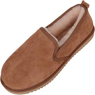 SNUGRUGS Sheepskin - Hard Sole, Chaussons à doublure chaude homme - Marron - Brown (Chestnut), 25