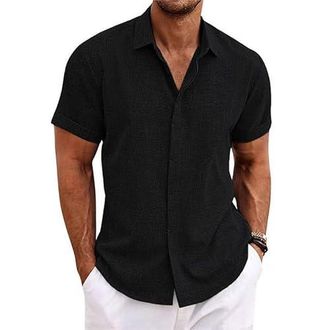Generic Chemise extensible infroissable et infroissable, Noir, XXL