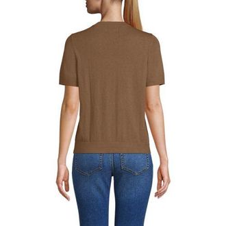 Lands End Rundhalspullover aus Baumwolle/Seidenmix, Damen, Gr&ouml;&szlig;e:44-46 regular, Braun, Baumwolle/Seide/Nylon, by Lands End