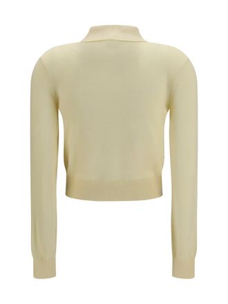 Self Portrait Womens Floral Embroidered Knit Cardigan Yellow Wool Ovis Aries Sweater