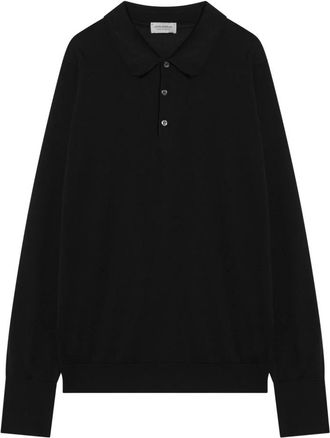 John Smedley Homme, Tops, Noir, Taille: XL Polos noirs &agrave; manches longues