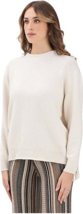Akep Femme, Pulls, Blanc, Taille: 40 FR Maille Ras du Cou