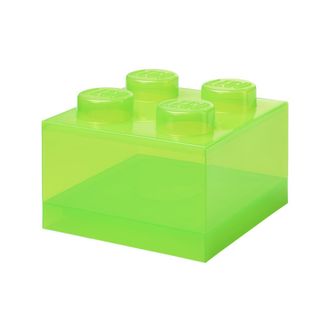 Room Copenhagen LEGO Aufbewahrungsstein 4 Noppen Transparent Hellgrün - Stapelbare Kunststoff-Aufbewahrungsbox mit Deckel für Kinder und Erwachsene, Schreibtisch-Orga