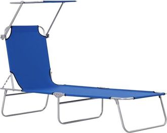 OUTSUNNY Transat Bain de Soleil Pliable Chaise Longue Pliante Grand Confort Dossier Inclinable Multi-Positions et Pare-Soleil r&eacute;glable Dim. 187L x 58l x 36H cm
