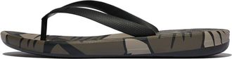 FitFlop Herren Iqushion Mens Leaf-Print Ergonomic Flip-Flops Flipflop, Schwarz, 47 EU