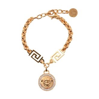 Versace Goldenes Medusa Griechisches Kristall Logo Armband - - Accessories - Damen - Gelb - ONE SIZE