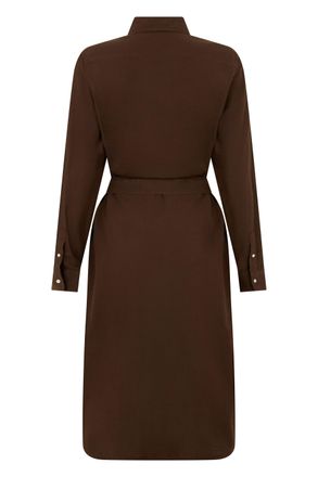 Polo Ralph Lauren Womens Long Belted Dress Dark Brown Cotton