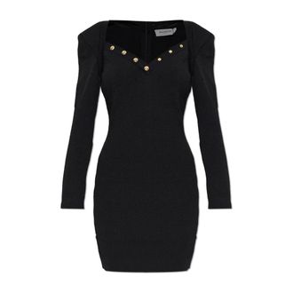Balmain Robe col roul&eacute; avec &eacute;paulettes - Femme - Robes - Noir - Taille: 38 FR