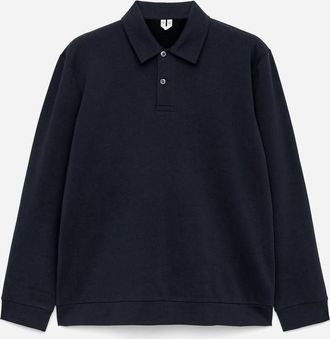 Arket Poloshirt Aus Baumwolle Und Lyocell -Blau