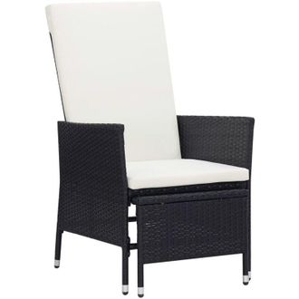 vidaXL Vidaxl - Garten-Liegestuhl mit Auflagen Poly Rattan Schwarz
