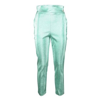 Elisabetta Franchi Hose aus Baumwollmischung mit Metallfaser - - Trousers - Damen - Gr&uuml;n - L