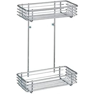 WENKO Wandablage Mod. Milano 2 Etagen Badm&ouml;bel f&uuml;r Badezimmer und G&auml;ste-WC mit Schrauben und D&uuml;bel zur Wandmontage aus massivem Metall gl&auml;nzendes Chrom Rega