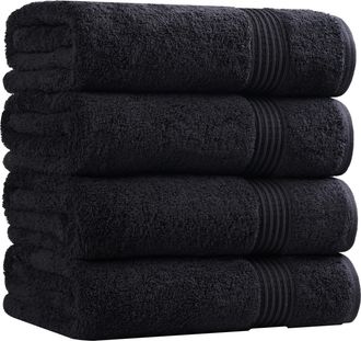 Superior 100% Long Staple Combed Cotton Badetuch-Set, &auml;gyptische Baumwolle, 4-teilig, Schwarz, 100% hochwertige, gek&auml;mmte, 26.4x10.2x17.8 cm