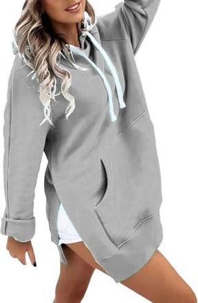 Generic Chandails longs et &eacute;pais pour femme - Sweat &agrave; capuche surdimensionn&eacute; pour femme - Sweatshirts unis &agrave; capuche cardigan avec poches - Vestes thermiques 