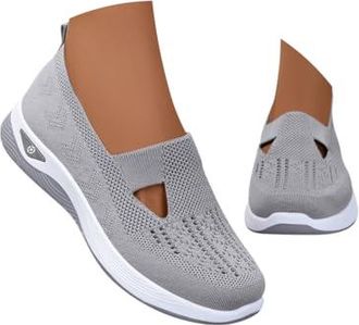 Minetom Chaussures De Sport Femme Sneakers Travail Facile À Enfiler Le Fitness Souple Orthopédiques De Course Mains Libres À Enfiler Baskets B Gris Clair 40 E