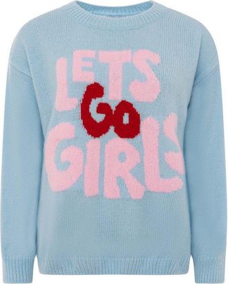 Zwillingsherz Strickpullover Lets Go Girls Rundhals, Statement Schriftzug, One Size, Strick