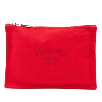 Herm&egrave;s Pre-owned Canvas Pouch - - Pre-owned - Damen - Rot - ONE SIZE