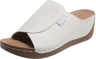 Generic Pantoufles d&eacute;contract&eacute;es &agrave; bout ouvert pour femme - Talon inclin&eacute; - L&eacute;g&egrave;res et &eacute;paisses - Style romain - Pour homme et femme, blanc, 38.5 EU