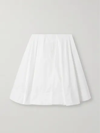 Jacquemus Jupe Midi En Popeline De Coton &Agrave; Plis Salon - Blanc