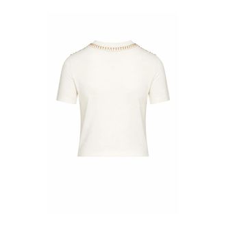 John Richmond T-Shirt mit Schmuckdetail am Ausschnitt - - Tops - Damen - Wei&szlig; - L