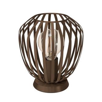 Eglo Tischlampe Espinal, Nachttischlampe mit Draht Lampenschirm, Tischleuchte aus Metall in Bronze, E27 Fassung, 22,5 cm