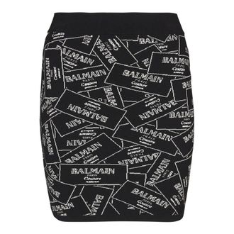 Balmain Femme, Jupes, Noir, Taille: 36 FR Jupe courte en maille jacquard &Eacute;tiquette