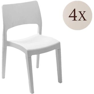 Dmora 4er-Set Gartenst&uuml;hle Zircone, Gartensitz, F&uuml;r drinnen und drau&szlig;en, Stapelbar, Made in Italy, 50x51 h82 cm, Wei&szlig; - Dmora