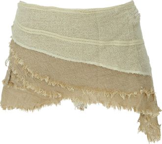 Guru Shop Goa Cacheur in Nat&uuml;rlichem Look, Minirock, Wickelrock G&uuml;rtel - Beige, Damen, Baumwolle, Size:L