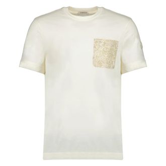 Moncler Paisley-Print Baumwoll-T-Shirt - - Tops - Herren - Beige - S