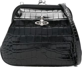 Vivienne Westwood Femme, Sacs, Noir, Taille: ONE Size Vivienne Embossed Croc Shoulder Bag