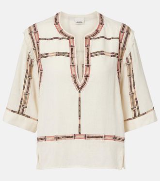 Isabel Marant Top Fiosa en soie &agrave; broderie