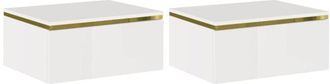 Pascal Morabito Lot de 2 tables de chevet suspendues avec 1 tiroir - Blanc brillant et doré - VUKIA de Pascal Morabito
