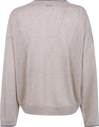 Brunello Cucinelli Sequin-Embellished Sweater - Beige