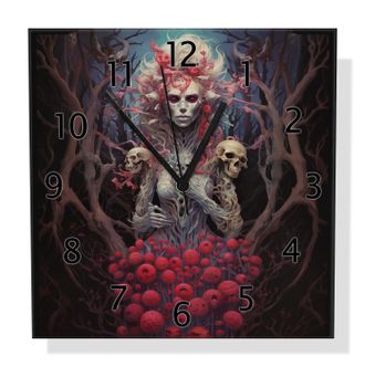 Wallario Design-Wanduhr Waldgeist aus Glas, Motiv-Uhr Größe 30 x 30 cm, Schwarze Zeiger