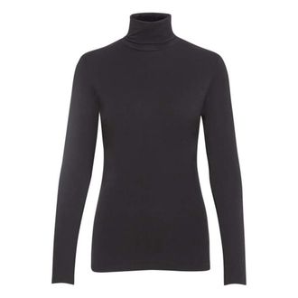 Kaffe Langarm-Shirt Yoko Damen Langarmshirt Rolllkragen Pullover Basic Slim Fit Top XS, Black deep