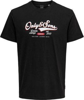 Only & Sons Casual Baumwoll T-Shirt - - Tops - Herren - Schwarzk - XS