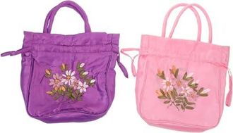 Vosarea 2 Pi&egrave;ces Sac &agrave; Main Brod&eacute; pour Femmes Sac Ethnique avec Cordon de Serrage Pochette Fleurie pour Cadeaux Quotidien et Soir&eacute;es