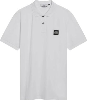 Stone Island Homme, Tops, Blanc, Taille: S Polo Slim Fit en Piqu&eacute; de Coton