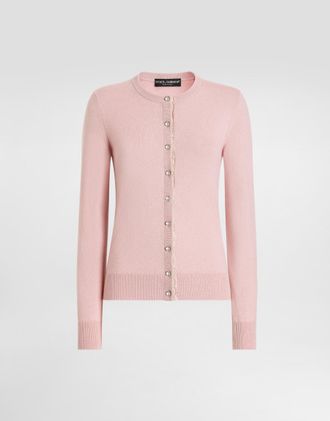 Dolce & Gabbana Cashmere Cardigan With Jewel Buttons - Frau Strickwaren Pink 38