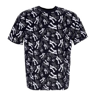 New Era Homme, Tops, Noir, Taille: XL Yankees All Over Print Tee Noir/Blanc